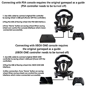Racing Wheel, PXN-V3II 180° Game Racing Steering Wheel with Pedal and Shift Paddle, Compatible for PC, PS3, PS4, Xbox One, Nintendo Switch.（Black）
