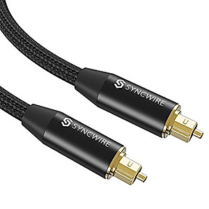 Syncwire Digital Optical Audio Cable 10 Feet, [24K Gold-Plated, Durable Nylon] Fiber Optic Toslink Cord Compatible with Sound Bar, Home Theater, TV, Playstation, Samsung Black