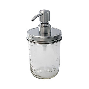 Mason Jar Lifestyle Satin/Brushed #4 Stainless Steel Soap Pump Lid | Hand Soap Pump Top/Lotion Dispenser Pump Replacement Lids for Mason Jars (Wide Mouth)