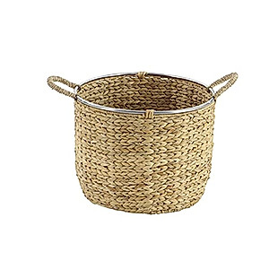 Deco 79 Seagrass Handmade Storage Basket with Handles, Set of 2 12", 16"W, Light Brown