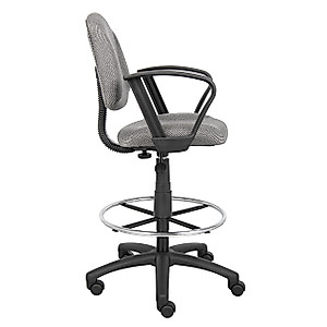 Boss Office Products B1617-GY Ergonomic Works Drafting Chair with Loop Arms in Grey