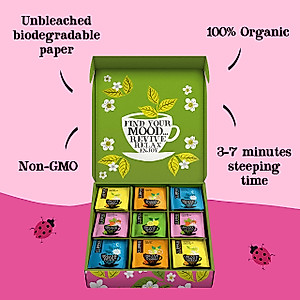 Clipper Tea Organic Herbal & Green Tea Selection/Sampler, Gift Box - Eco Friendly, Self Care, Fair Trade. Assorted Individually Wrapped Tea Bags, 1 box, 45 Unbleached Tea Bags, Gifting