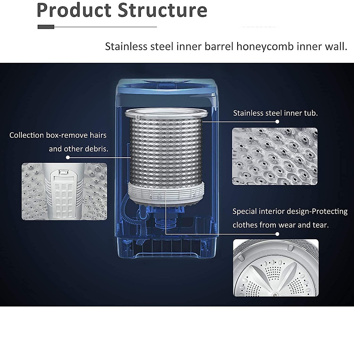 ROVSUN 13LBS Portable Washing Machine, 1.32cu.ft Full Automatic Laundry Washer with Built-in Drain Pump, 10 Programs, 8 Water Level Selections & LED Display for Home Dorm Apartment Camping