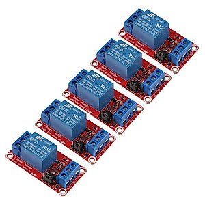 Aoicrie 5Pcs DC 5V 1 Channel Relay Module Board Shield with Optocoupler Isolation Support High or Low Level Compatible Development Board Trigger