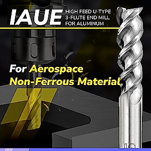 SPEED TIGER Carbide Square End Mill - 3 Flute - IAUE3/8"3 (1 Piece, 3/8") - High Feed U-Type Design - for Roughing and Finishing - for Milling Aluminum Applications – Professional Mill Bits Sets