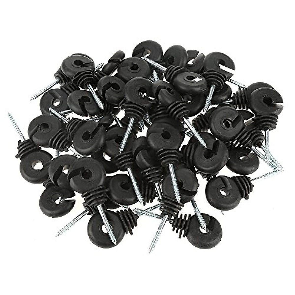 Ueohitsct 50 Pcs/Set Black Screw In Ring Insulators Electric Fence Accessories For Wood Post