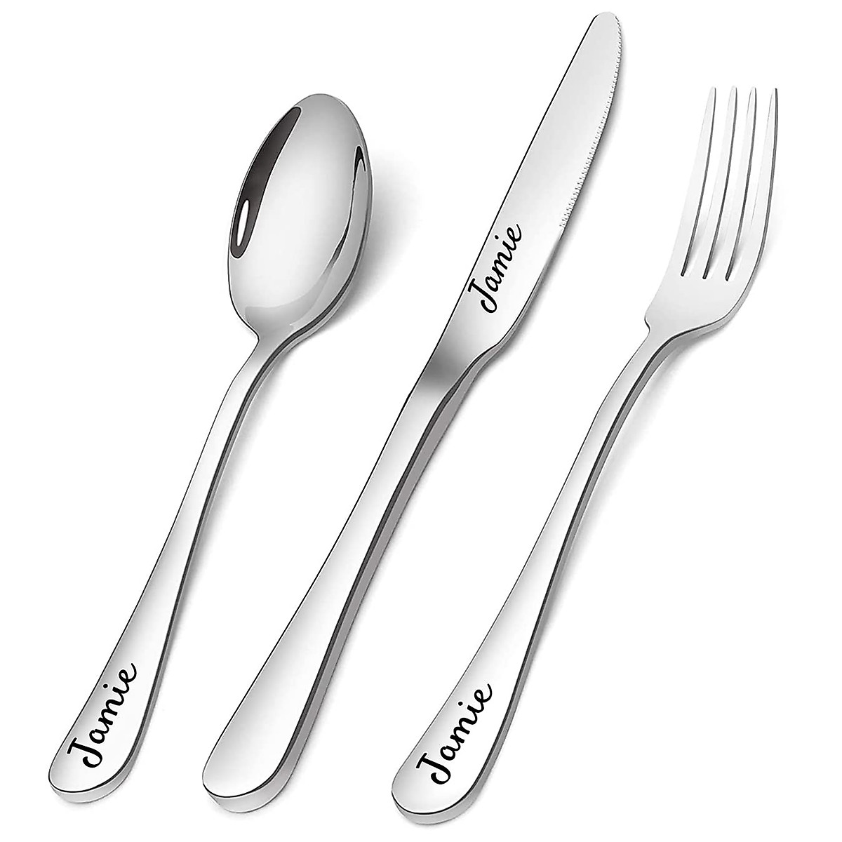 AIPNIS Custom Flatware Set,Personalized Engraving Name Dinner Forks/Knives/Spoons Stainless Steel Flatware,Customized Birthday Christmas Gift