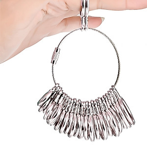 MUDDER Stainless Steel Finger Sizer Measuring Ring Tool, Size 1-13 with Half Size, 27 Pcs