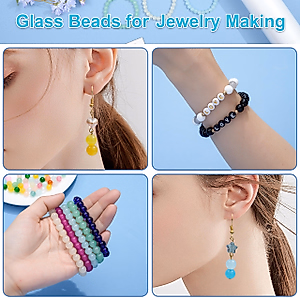 Biuthieny 800 pcs Glass Beads for Jewelry Making,28 Color 8mm Glass Crystal Beads with Glass Star Heart Spacer Beads for Crafts DIY Bracelet Earrings Necklace Making