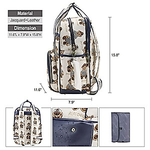 pipi bear Baby Diaper Bag Backpack with Stroller Straps and Changing Pad, Jacquard Diaper Backpack Mom Dad Travel Back Pack with USB Charging Port, Stylish Maternity Bag for Baby Girls Boys