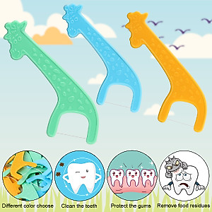 FAMILIFE Floss Picks, 120 Pcs Kid's Dental Floss Cleaner Without Fluoride, Tooth Pick Flossers with 4 Travel Handy Cases, Helps to Fight Tooth Decay and Keep Your Kids’ Teeth Clean, for Family