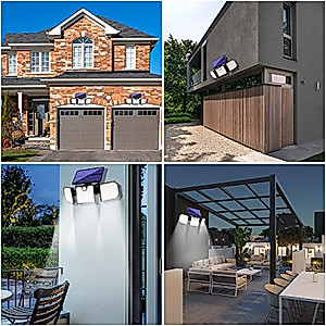 UCGG Solar Wall Lights Outdoor, Motion Sensor 230 LED 2400Lm Flood Lights 3 Adjustable Head 270° Wide Angle Lighting, IP65 Waterproof for Porch Yard Garage Pathway -2Pack, Black