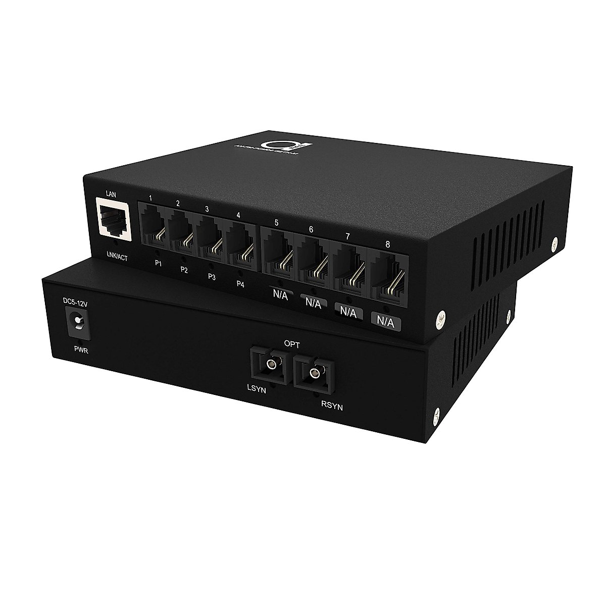 4 x POTS RJ11 Telephone and Gigabit Ethernet Over Fiber Converter - Multiplexer - Extender Set of FXS FXO Units - Universal Single and Multimode - 1 km MM (0.6 mi) 20km SM (11.4 mi) - Voice Over Fiber