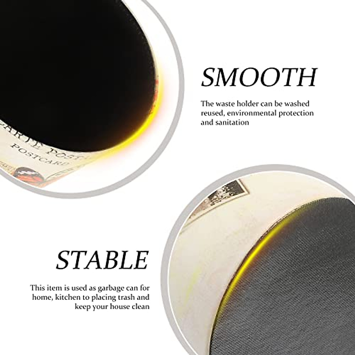 Zerodeko Small Trash Can, 10 L Leather Garbage Can Retro Round Waste Basket Decorative Storage Container Trash Bin Garbage Can Organizer Bucket for Bathroom, Bedroom, Kitchen, Office (2.6 Gallon, 1)