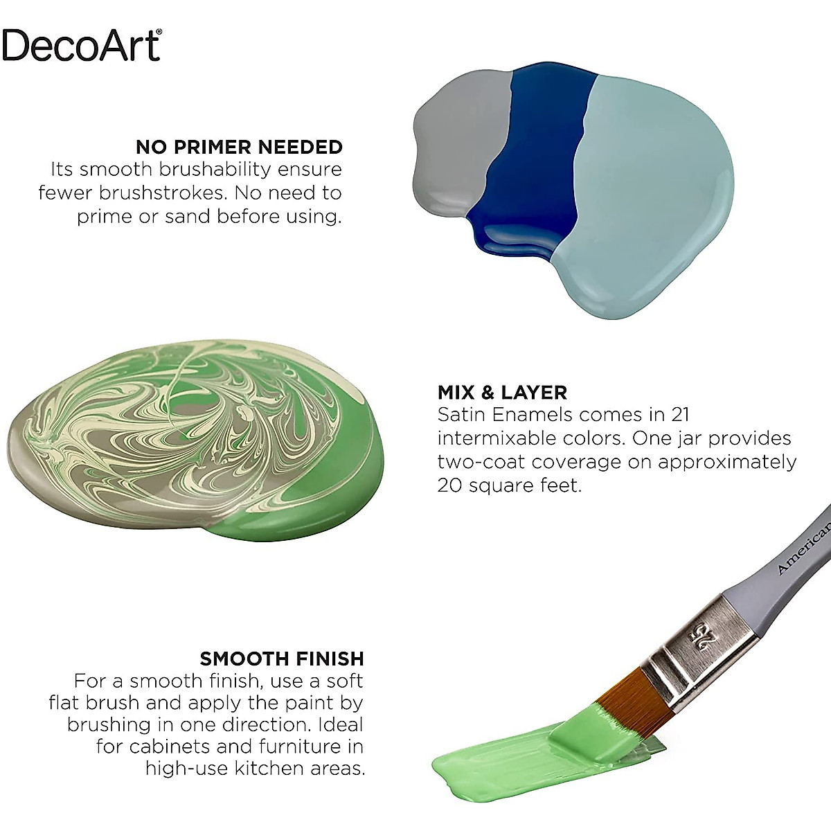 DecoArt Americana Decor Satin Enamels - 2 Pack 8 Oz Classic Black Acrylic Paint Set for Wall Decor, Kitchen Decor, Home Decor Wall Art - DIY Projects & Home Design Furniture Paint Set with E-book