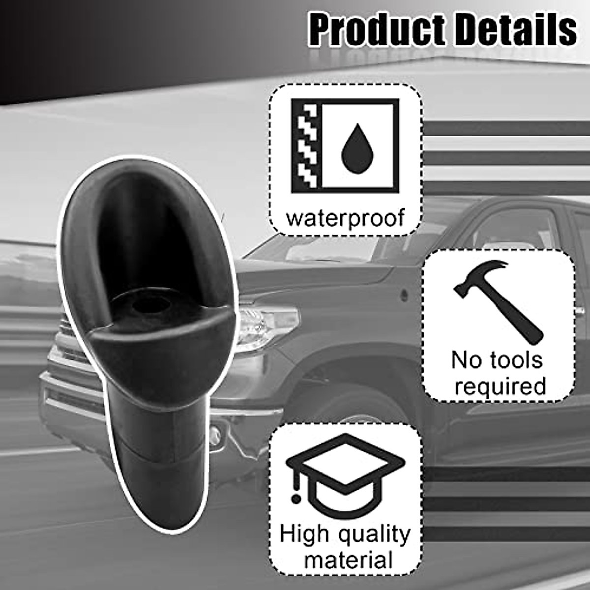 Antenna Ornament Rubber Adapter Base Compatible with Toyota Tundra 2007-2014 Accessory, 86392-0C040 Manual Radio Antenna Mounted Base Bezel