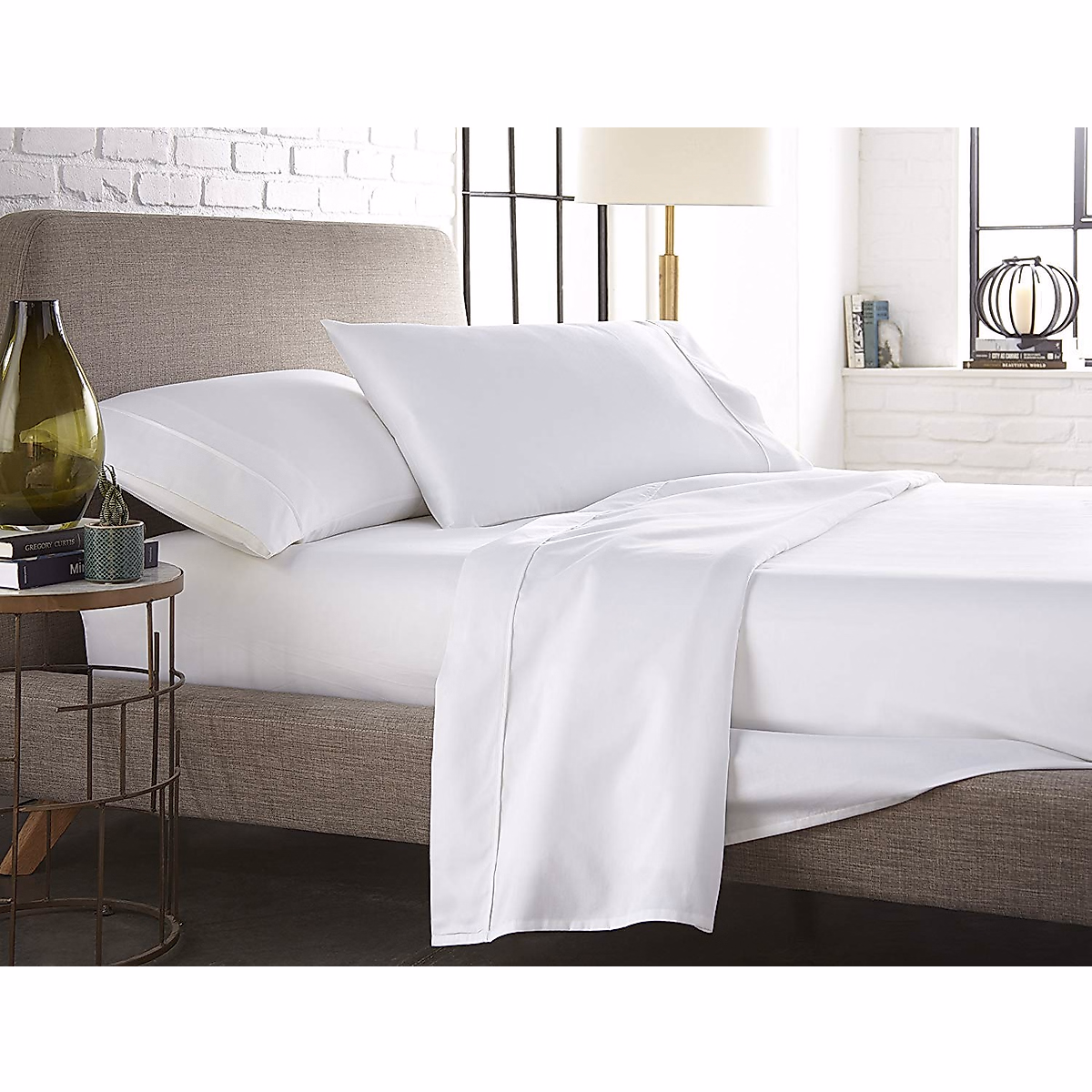 Westbrooke Lush Sateen 100% Cotton Sheet Set | Queen Size Sateen Sheets - 4 Piece Long Staple Cotton Bedding Set with Elasticized 15.5" Deep Pocket - Soft, Breathable Luxury Sheets - Off White