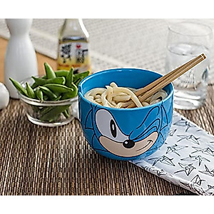 Sonic The Hedgehog Japanese Ceramic Dinnerware Set | Includes 14-Ounce Ramen Bowl and Wooden Chopsticks | Asian Food Dish Set for Home Kitchen | Fun Gamer Gifts