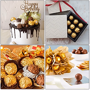 VESTARUVOT 200PCS Foil Candy Wrappers, 3.9x3.9 inches Golden Aluminium Foil Candy Wrappers Square Chocolate Molds Sugar Tin Foil Wrappers for DIY Candy Chocolate Packaging by Party Wedding Birthday