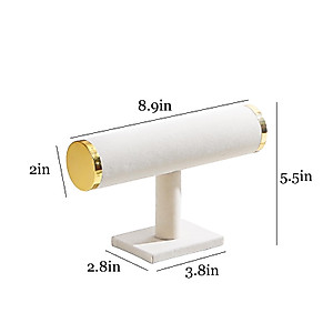 Kanwoder Bracelet Holder,T-bar Jewelry Organizer Display Stand for Girls (Beige)