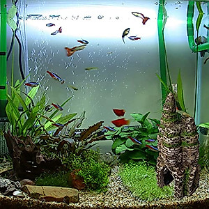 kathson Aquarium Buddha Statue Decorations Fish Tank Resin Buddha  for Four Faces Ornament with Caves Hole for Betta Fish Hideout Swim Through