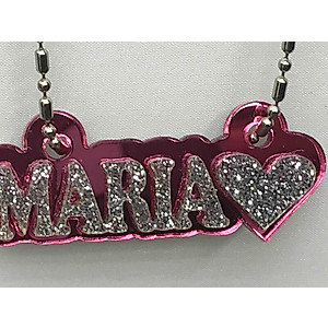 MIRROR MANIA Personalized Name Plate Custom Name Necklace Nameplate Name Laser Cut, Diamond Look, Made To Order Any Name - Dazzling and Stunning!