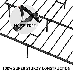Fancihabor Queen Size Bed Frame with Upholstered Headboard, Metal Slats Support Platform Bed Frame with Storage, No Box Spring Needed (Queen)