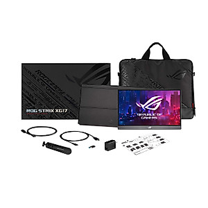 ASUS ROG Strix XG17AHP 17.3” Portable Gaming Monitor, 1080P Full HD, IPS, 240Hz (Supports 144Hz), Adaptive-Sync, Eye Care, Micro-HDMI USB-C, ROG Tripod, Carrying Bag, 3 Hour Battery Life (Renewed)