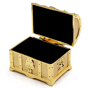 AVESON Rectangle Vintage Metal Treasure Chest Trinket Jewelry Box Gift Box Ring Case for Girls Ladies Women, Small, Gold