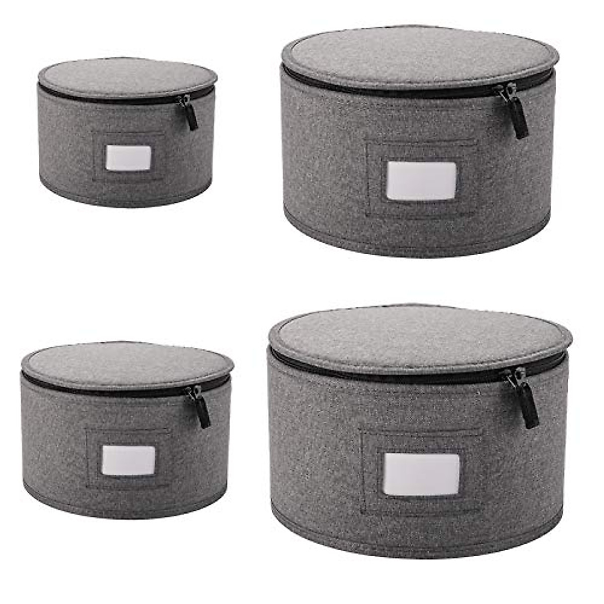 TOPZEA Set of 4 China Storage Containers Hard Shell, Dinnerware Storage Containers for Plate Storage and Transport, Stackable Plate Holder Protector Moving Box for Dishes, Felt Plate Dividers Included