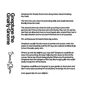 Dawn & Claire Gneptune The Gnarly Gnome Surfer Statue for Garden, Lawn, Yard, Book Shelf, Desk Beach Decoration, Unique Novelty Surfing Gift Idea