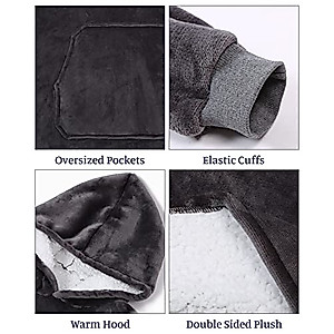 VeMee Wearable Blanket Sweatshirt Super Warm and Cozy Blanket Hoodie for Women with Pocket (Grey, OneSize)