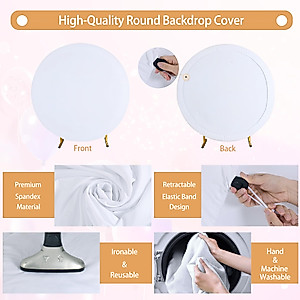Gallety 7.2 FT White Round Backdrop Cover for 5 to 7.2ft Circle Arch Stand - Adjustable Polyester Arch Backdrop Cover for Wedding Arch Birthday Party Photography Decoration