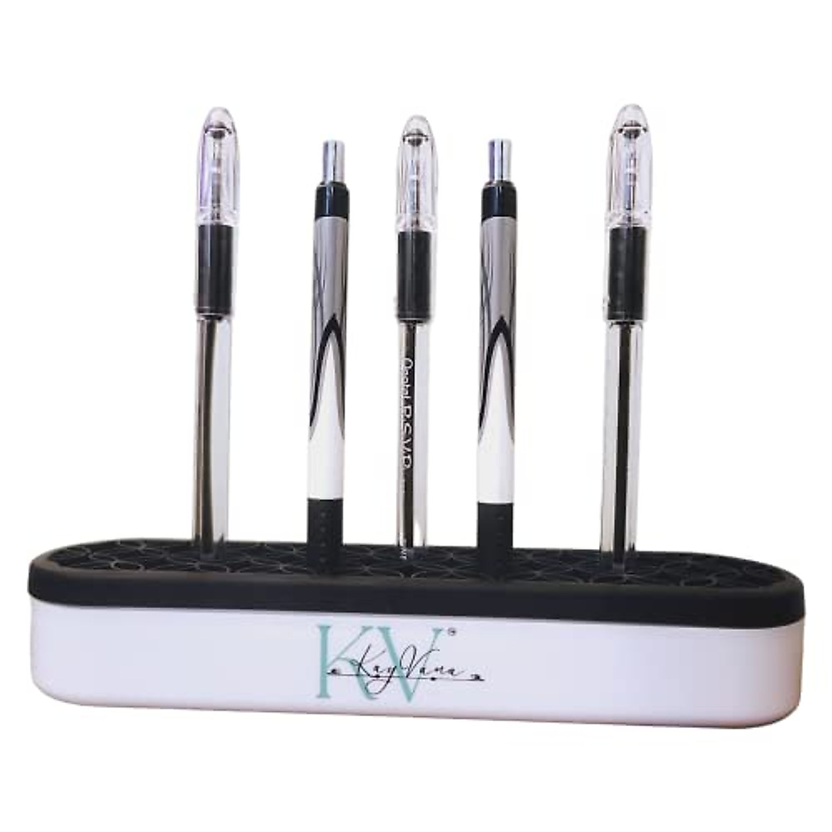 KAYVANA 2pack Silicone Makeup Brush Holder Cosmetics Display Art Supply and Craft Tool Caddy Office Supply and Desktop Organizer (Black)