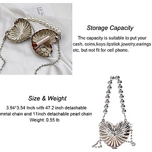 Zenosy Silver Clutch Purses for Women Glitter Evening Bags Ladies Mini Handbags with Detachable Pearl Chain for Wedding Party