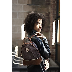 MKF Collection Signature Backpack for Women Vegan Leather Top-Handle Bookbag Travel Bag Daypack