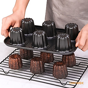 CHEFMADE Canele Cake Pan, Nonstick 6 Cavity Canele Muffin Bakeware
