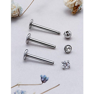 Ftovosyo 16G Medusa Piercing Jewelry Surgical Steel Labret Jewelry 6mm 8mm 10mm Length Snake Bite Ashley Lip Rings Studs Conch Helix Tragus Earring for Women Men 18Pcs Silver-tone