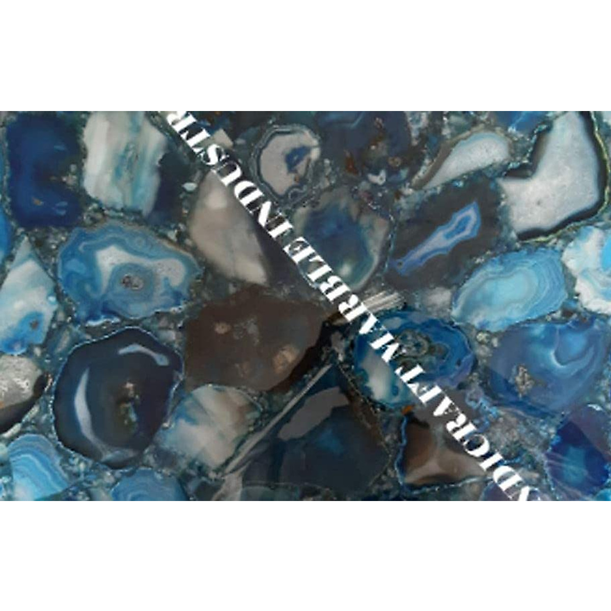 Blue Agate Stone Rectangular Slab for Kitchen & Bar, Blue Agate Stone Countertop 24" x 12" Inch, Blue Agate Stone Rectangular Dining & Meeting Room Table Top, Piece Of Conversation, Family Heir Loom