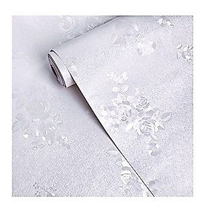 SimpleLife4U White Rose Flower Furniture Paper Adhesive Shelf Liner DIY Storage Chest Drawers 17.8 Inch by 9.8 Feet