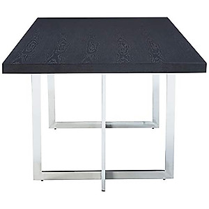 Meridian Furniture 738-T Elle Collection Modern | Contemporary Wood Veneer Top Dining Table with Durable Stainless Steel Base, 78" W x 39" D x 30" H