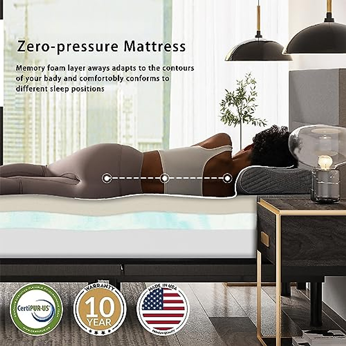 EGOHOME Queen Size Mattress, 12 Inch Cooling Gel Memory Foam Mattress, Bed in a Box, CertiPUR-US Certified, Fiberglass Free, Therapeutic Matress, Made in USA, 60”x80”x12”, Medium, Black