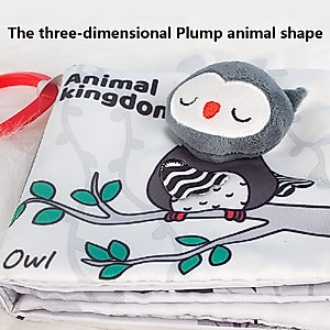 D-KINGCHY Baby Cloth Book Toy, Black and White Crinkle Tails Cloth Activity Books, Interactive Hanging Stroller Books for Newborn Infant, Early Development Toys with Sound for 0-2 Years Old