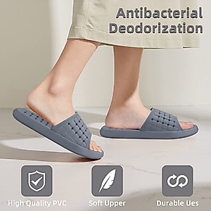 BAMALA Shower Shoes Quick Drying Non-slip Slippers Women Men Shower Sandals With Drain Holes Open Toe House Summer Bathroom Slides for Bedroom Pool College Dorm Gym Beach