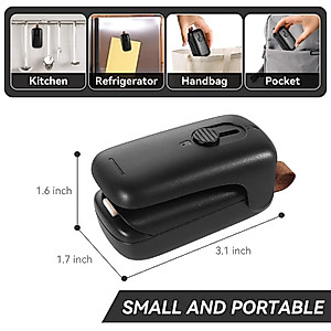 Mini Bag Sealer, ROMSTO Handheld Heat Vacuum Sealer, 2 in 1 Heat Sealer and Cutter with Lanyard, Portable Bag Resealer Machine for Plastic Bags Food Storage Snacks Freshness (2xAA Batteries Included)