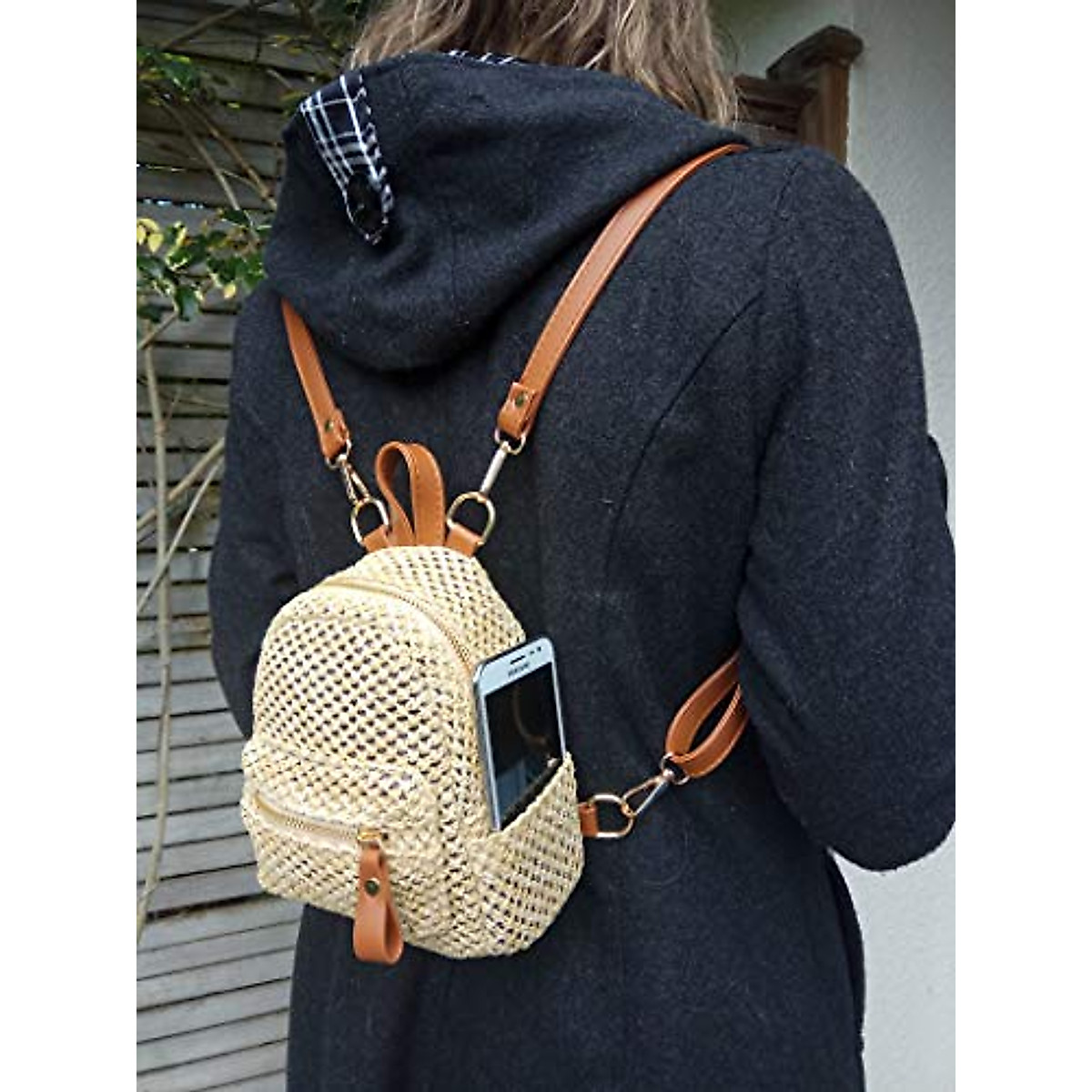 Yulia Basanti Mini Straw Purse Tiny Backpack For Women and Girls Lightweight and Fashionable
