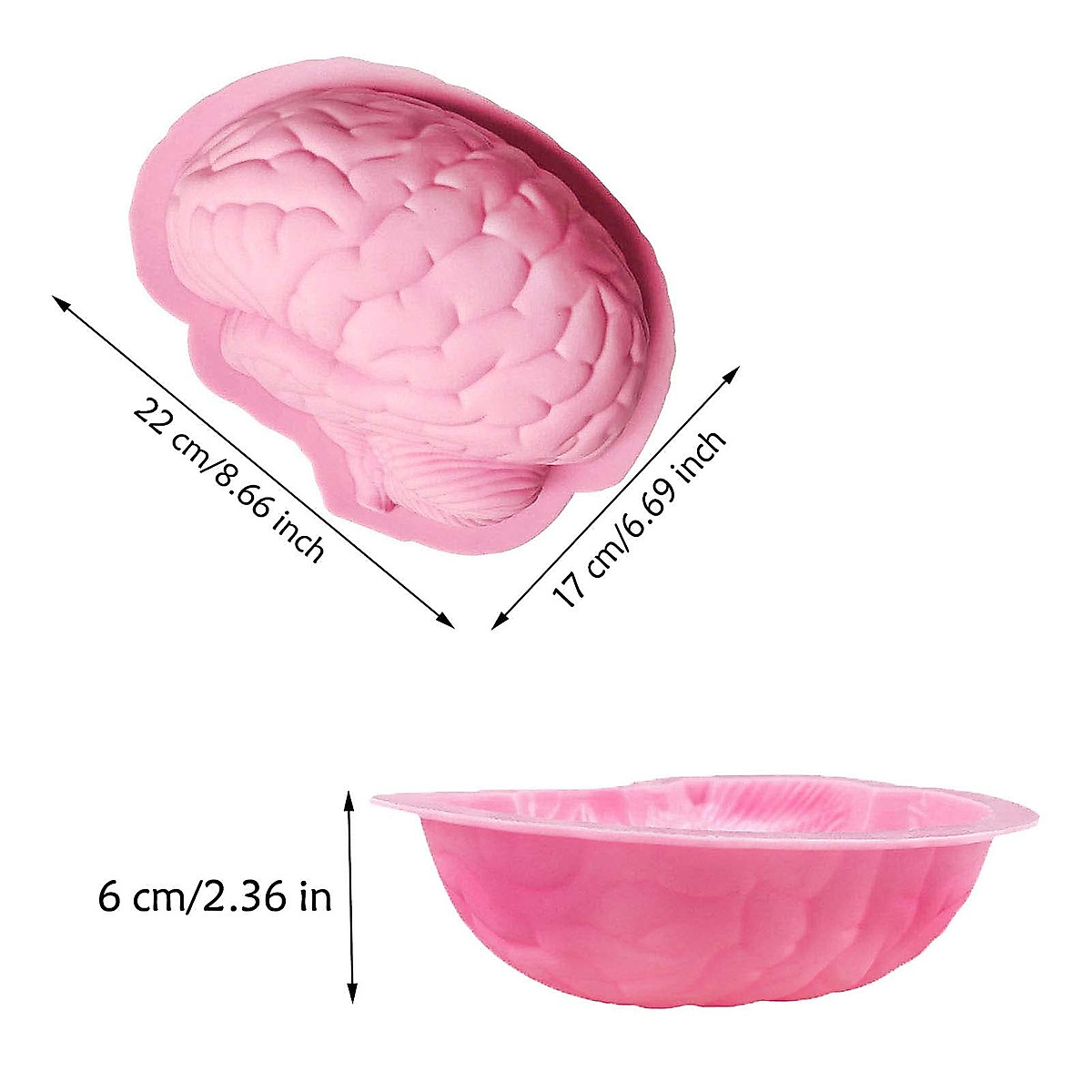 WOPODI Silicone Brain Shape Mold Halloween Humans Brain Cake Molds Realistic Internal Body Organs Fondant Cakes Mould Baking Candy Chocolate Pudding Dessert Jelly Sugar for Halloween Party Props