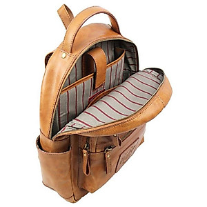 Rawlings Heritage Medium Genuine Leather Backpack Baseball Laptop Sleeve Tan