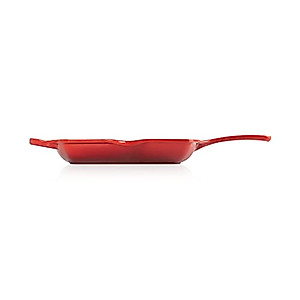 Le Creuset Enameled Cast Iron Signature Square Skillet Grill, 10.25", Cerise