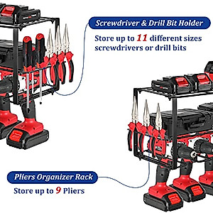Power Tool Organizer Wall Mounted, 3 Layers Garage Tool Holder, Heavy Duty Utility Racks with Compact Design, Cordless Drill Holder and Storage Organization, Tool Box Organizers and Storage for Men